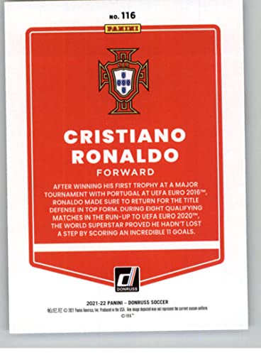 2021-22 Donruss Road to Qatar #116 Cristiano Ronaldo Portugal Official Soccer Trading Card in Raw (NM or Better) Condition