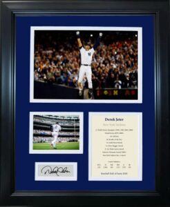 framed derek jeter hall of fame facsimile laser engraved signature auto new york yankees baseball 12″x15″ photo collage