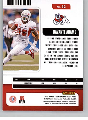 2021 Panini Contenders Draft Season Ticket #32 Davante Adams Fresno State Bulldogs Football Trading Card