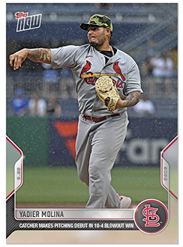 2022 Topps Now Yadier Molina #216 - Catcher makes Pitching Debut- St. Louis Cardinals baseball trading card- Print Run of Only 751 made! Shipped in Protective Screwdown Holder.