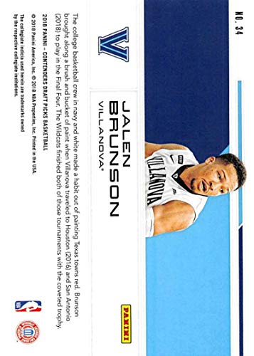 2018-19 Panini Contenders Draft Picks School Colors #34 Jalen Brunson Villanova Wildcats Basketball Card