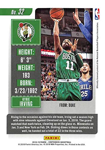 2018-19 Panini Contenders Season Ticket #32 Kyrie Irving Boston Celtics Basketball Card