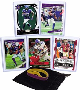 dalvin cook football cards (5) assorted bundle – minnesota vikings trading card gift set