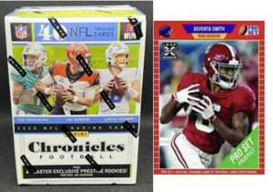 2020 panini chronicles nfl football sealed 40 card blaster box look for autograph and relic cards and justin herbert trevor lawrence rookie cards + bonus pro set devonta smith rookie card pictured