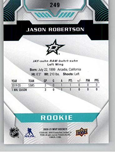 2020-21 Upper Deck MVP #249 Jason Robertson Dallas Stars NHL Hockey Card (RC - Rookie Card) NM-MT