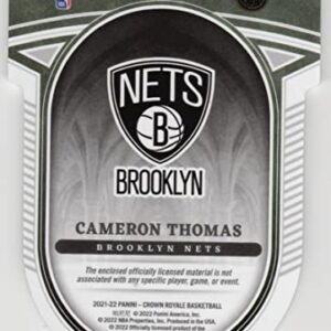 Cameron Thomas 2021-22 Panini Crown Royale Heirs to the Throne Rookie Jersey Card Brooklyn Nets Cam Thomas Rookie Relic