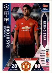 2018-19 topps uefa champions league match attax rising stars #rs9 marcus rashford manchester united fc soccer trading card