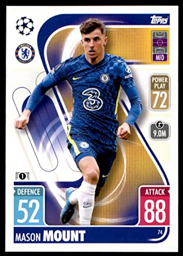 2021-22 Topps Match Attax UEFA Champions League #74 Mason Mount Chelsea FC Official UCL Soccer Trading Card in Raw (NM or Better) Condition