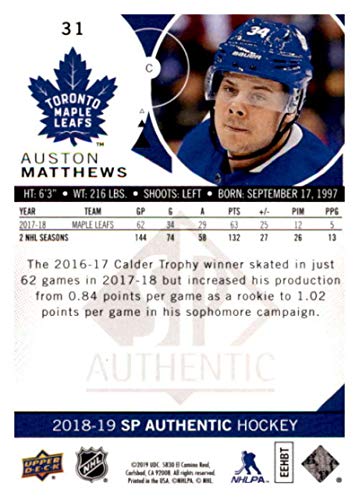 2018-19 SP #31 Auston Matthews Toronto Maple Leafs Hockey Card