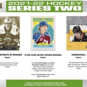 2021 2022 Upper Deck Hockey Series 2 Factory Sealed Unopened Collectible TIN with 9 Packs Including 72 Cards Total with Possible Young Gun Rookie Cards Plus an Exclusive Bonus 3 Card O Pee Chee Rookie Pack