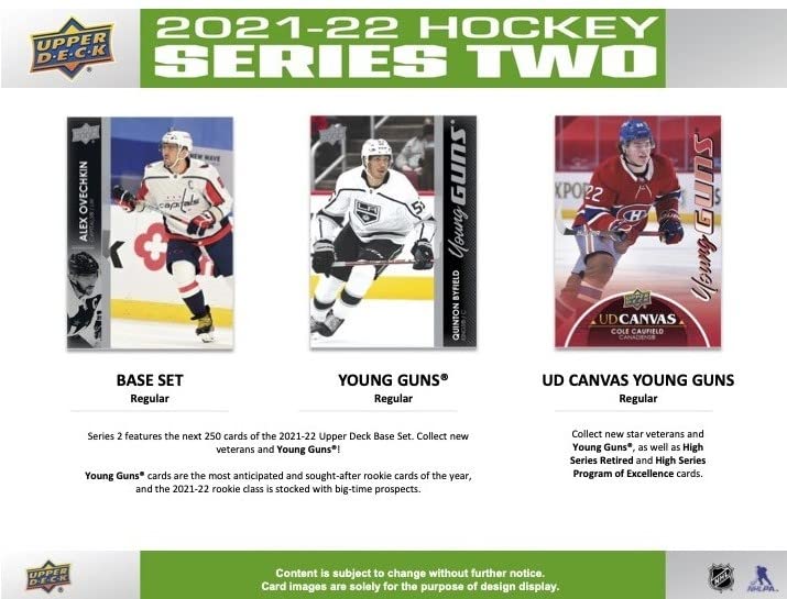 2021 2022 Upper Deck Hockey Series 2 Factory Sealed Unopened Collectible TIN with 9 Packs Including 72 Cards Total with Possible Young Gun Rookie Cards Plus an Exclusive Bonus 3 Card O Pee Chee Rookie Pack