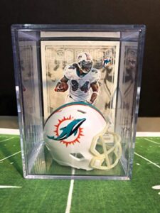 miami dolphins nfl helmet shadowbox w/ricky williams card