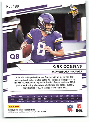 KIRK COUSINS 2022 Panini Prestige #189 NM+-MT+ NFL Football Vikings