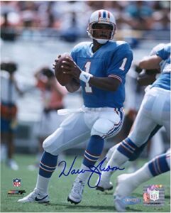 warren moon signed oilers action 8×10 photo – autographed nfl photos