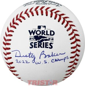 dusty baker signed autographed official 2022 world series baseball inscribed 2022 ws champs tristar