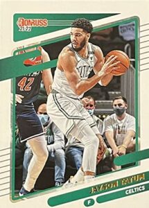 jayson tatum 2021 2022 donruss basketball series mint card #60 picturing him in his white boston celtics jersey