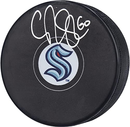 Chris Driedger Seattle Kraken Autographed Hockey Puck - Autographed NHL Pucks