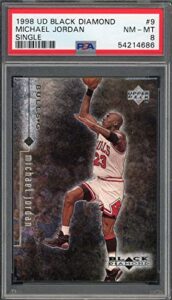 michael jordan 1998 upper deck black diamond basketball card #9 graded psa 8