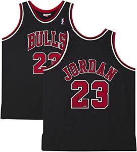 michael jordan chicago bulls autographed black 1997-1998 mitchell & ness jersey with”hof 2009″ inscription – limited edition 72 of 123 – upper deck – autographed nba jerseys