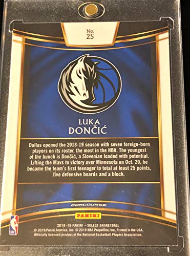 LUKA DONCIC Rookie Card - 2018/19 Panini SELECT Authentic Basketball Card - Dallas Mavericks