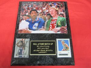 larry bird julius erving dr j 2 card collector plaque w/8×10 color photo