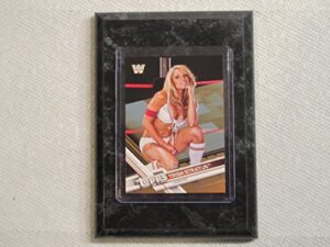 trish stratus wrestlemania topps wwe 2017 legend card mounted on a 4″ x 6″ black marble plaque