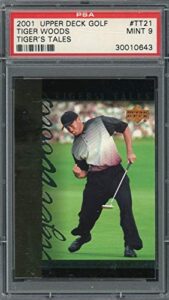 tiger woods 2001 upper deck tiger’s tales golf card #tt21 graded psa 9 mint