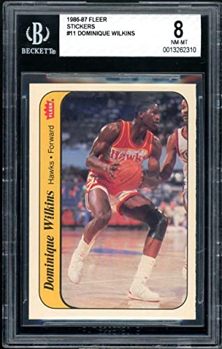 1986-87 Fleer Stickers #11 Dominique Wilkins Rookie Card BGS BCCG 8 Excellent+