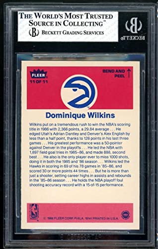 1986-87 Fleer Stickers #11 Dominique Wilkins Rookie Card BGS BCCG 8 Excellent+