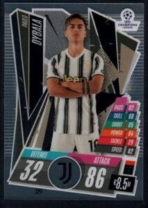 2020-21 topps chrome match attax uefa ucl league #123 paulo dybala juventus soccer trading card