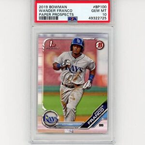 graded 2019 bowman paper prospects wander franco #bp100 rookie rc baseball card psa 10 gem mint