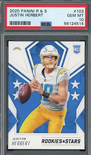 Justin Herbert 2020 Panini Rookies & Stars Football Card #103 Graded PSA 10