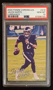 jalen hurts 2020 panini chronicles luminance football rookie card rc #210 graded psa 10