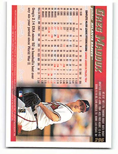 1998 Topps #296 Greg Maddux NM-MT Atlanta Braves Baseball