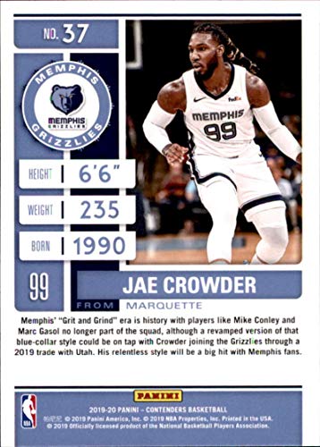 2019-20 Panini Contenders Game Ticket Green #37 Jae Crowder Memphis Grizzlies Basketball Card