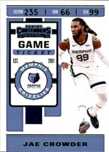 2019-20 panini contenders game ticket green #37 jae crowder memphis grizzlies basketball card