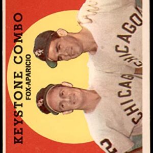 1959 Topps # 408 Keystone Combo Luis Aparicio/Nellie Fox Chicago White Sox (Baseball Card) EX White Sox