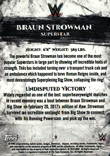 2018 Topps WWE Undisputed #9 Braun Strowman Wrestling Trading Card