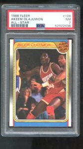 1988-89 fleer #126 akeem olajuwon all-star psa 7 graded basketball card nba hakeem 1988 1989 houston rockets as