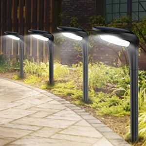 jsot bright solar outdoor lights,4 pack solar pathway lights waterproof landscape lighting path light for garden decor walkway yard driveway holiday decorative lamp