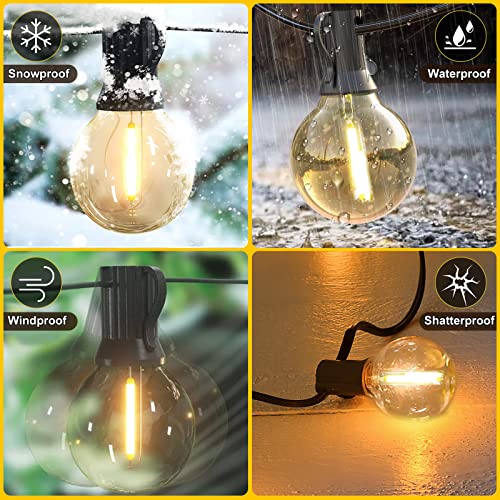 Outdoor String Lights 100ft G40 Globe Outdoor Lights with 42 Waterproof Shatterproof LED Bulbs(2 Spare)Connectable Patio Lights for Outside Backyard Garden Porch Party Led Outdoor String Lights