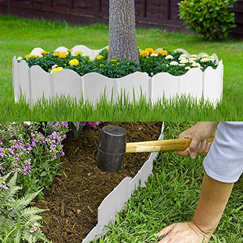 40PCS Garden Edging Border, Lawn Garden Fence Edgings Decorative Landscape Border for Lawn Garden Flower Bed White