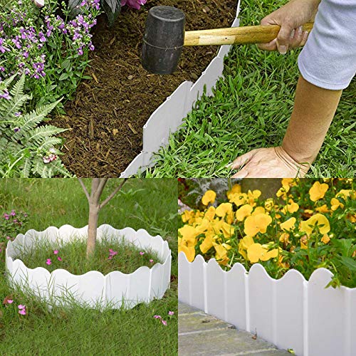 40PCS Garden Edging Border, Lawn Garden Fence Edgings Decorative Landscape Border for Lawn Garden Flower Bed White