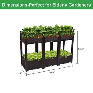 VINGLI Square Raised Garden Bed, Self-Watering Plastic Planter for Indoor Outdoor Vegetables, Fruits, Potato, Flowers, All Weather (6 Pcs)