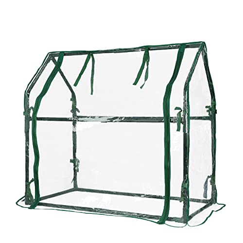 Gardzen Mini Greenhouse Heavy Duty Portable Green House, Clear Tent Indoor or Outdoor for Plants 36.2”(L) x18.9”(W) x33.3”(H)