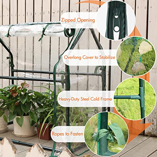 Gardzen Mini Greenhouse Heavy Duty Portable Green House, Clear Tent Indoor or Outdoor for Plants 36.2”(L) x18.9”(W) x33.3”(H)