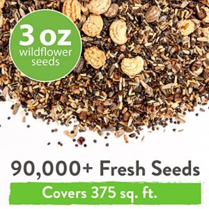 90,000+ Wildflower Seeds - Bulk Perennial Wild Flower Seeds Mix - 3oz Flower Garden Seeds for Attracting Bees, Birds & Butterflies - 24 Variety Plant Seeds for Planting Outdoor Garden