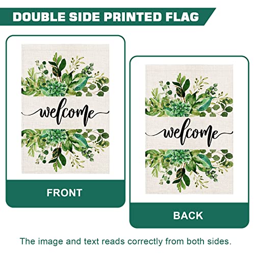 OPULANE Spring Welcome Garden Flag 12×18 Inch Double Sided Small Vertical Burlap Summer Yard Flags Floral Seasonal Outside Décor for Farmhouse Rustic Home Lawn Patio Wedding Outdoor Decor