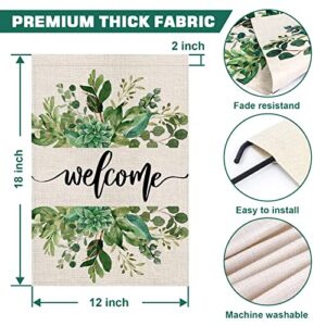 OPULANE Spring Welcome Garden Flag 12×18 Inch Double Sided Small Vertical Burlap Summer Yard Flags Floral Seasonal Outside Décor for Farmhouse Rustic Home Lawn Patio Wedding Outdoor Decor