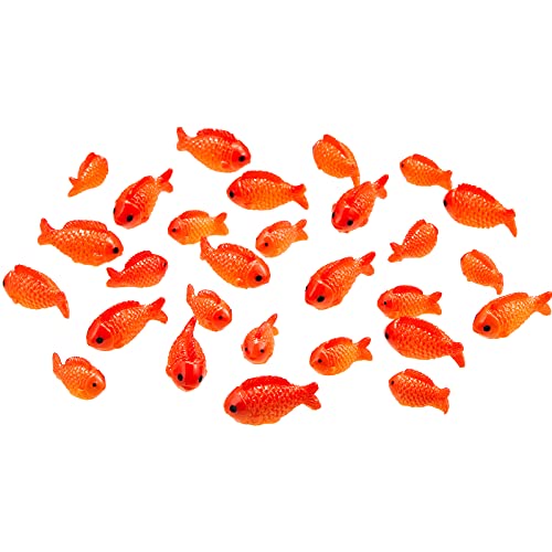 Yookeer Small Resin Red Goldfish Mini Goldfish Figurines Resin Red Fish Toy Set Sea Animals Toys Fairy Garden Accessories Miniature for Home Decor DIY Crafts Miniature Garden Accessories(36 Pieces)